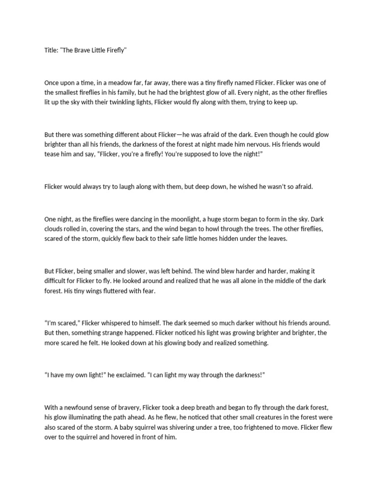 The Brave Little Firefly's Journey | PDF