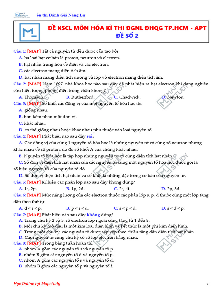 Đề Số 2 - 10 Đề Hóa Apt 2025 | PDF