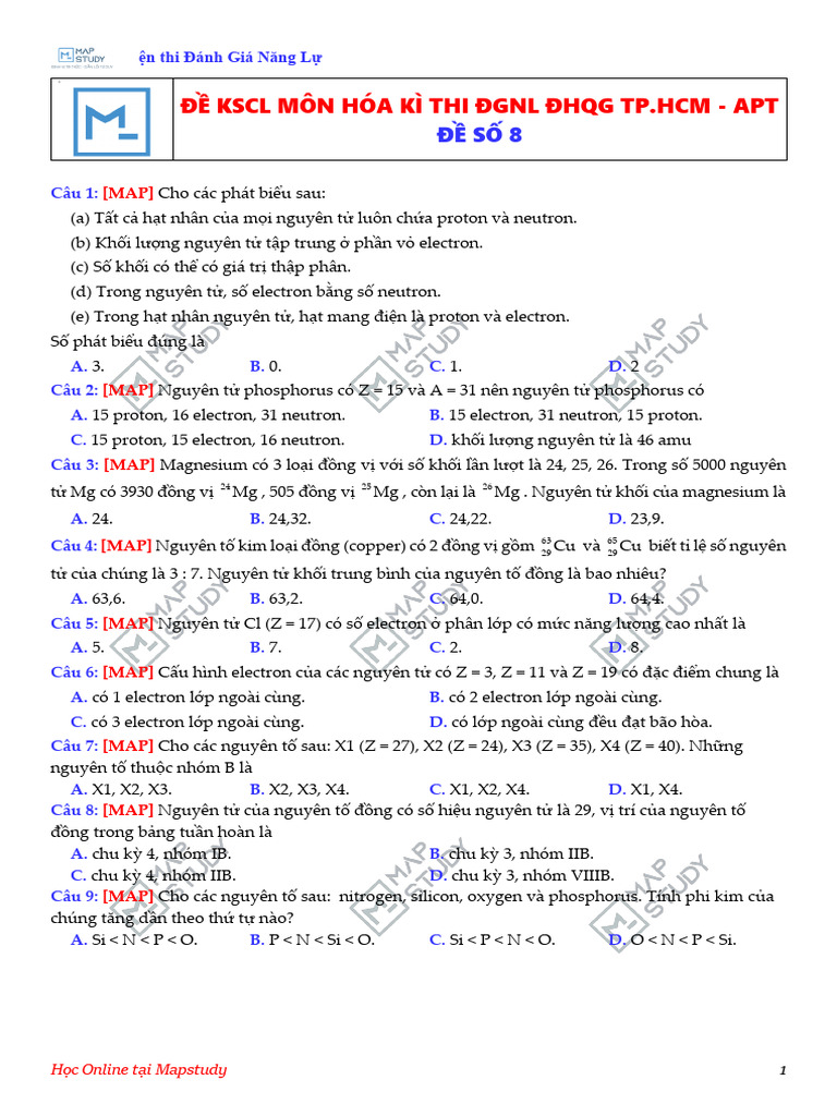 Đề Số 8 - 10 Đề Hóa Apt 2025 | PDF