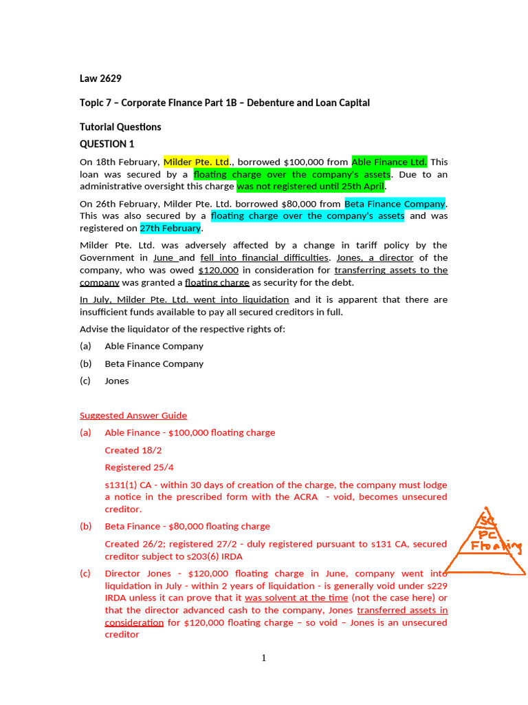 Topic 7 - Corporate Finance Part 1B - Debentures and Loan Captial ...