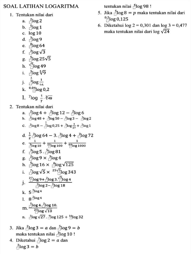 Soal Latihan Logaritma 2 Pdf