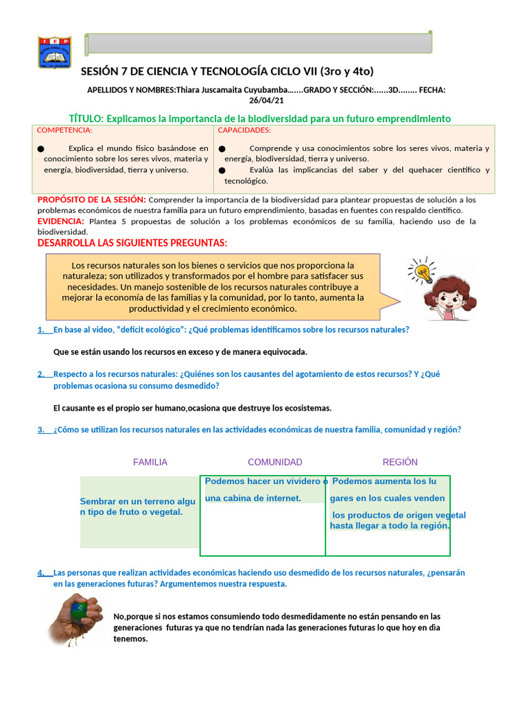 Sesión 7 de Ciencia y Tecnología Ciclo Vii | PDF