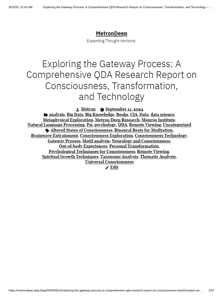 Exploring The Gateway Process - A Comprehensive QDA Research Report On ...