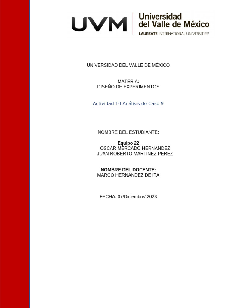 Actividad 10. Análisis de Caso 9 | PDF