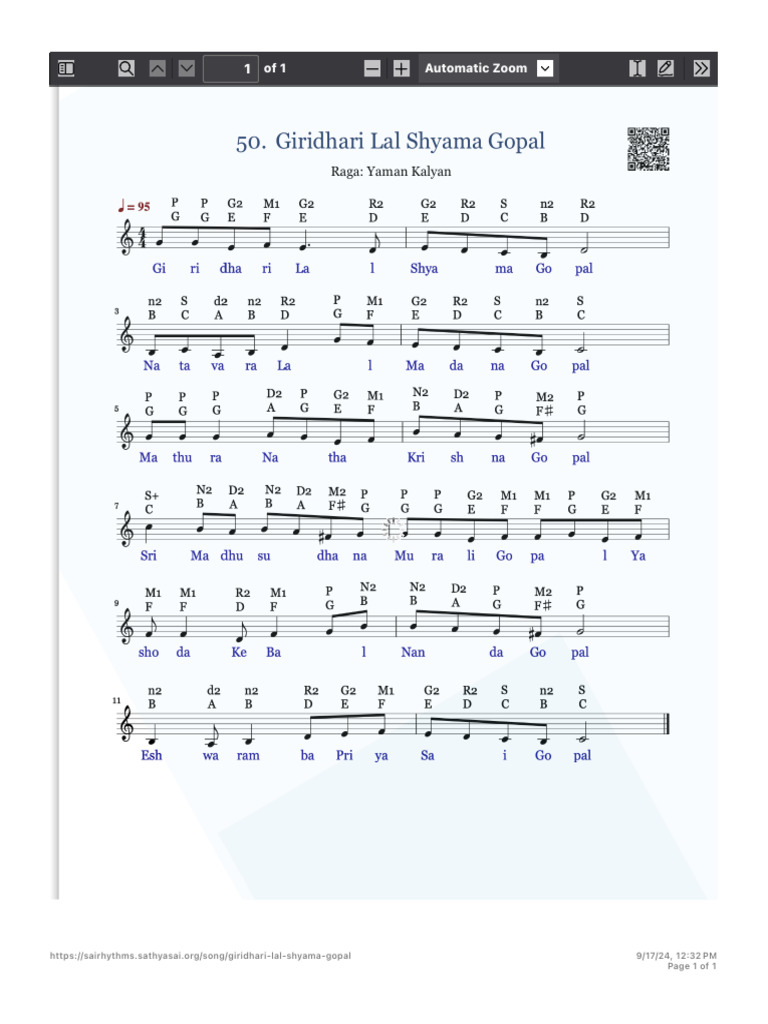Giridhari Lal Shyama Gopal - Sai Rhythms | PDF