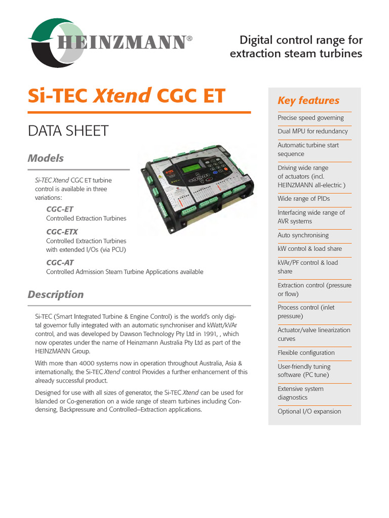 DS HZM AUS SITEC Xtend CGC-ET Extraction Steam Turbine Control e | PDF