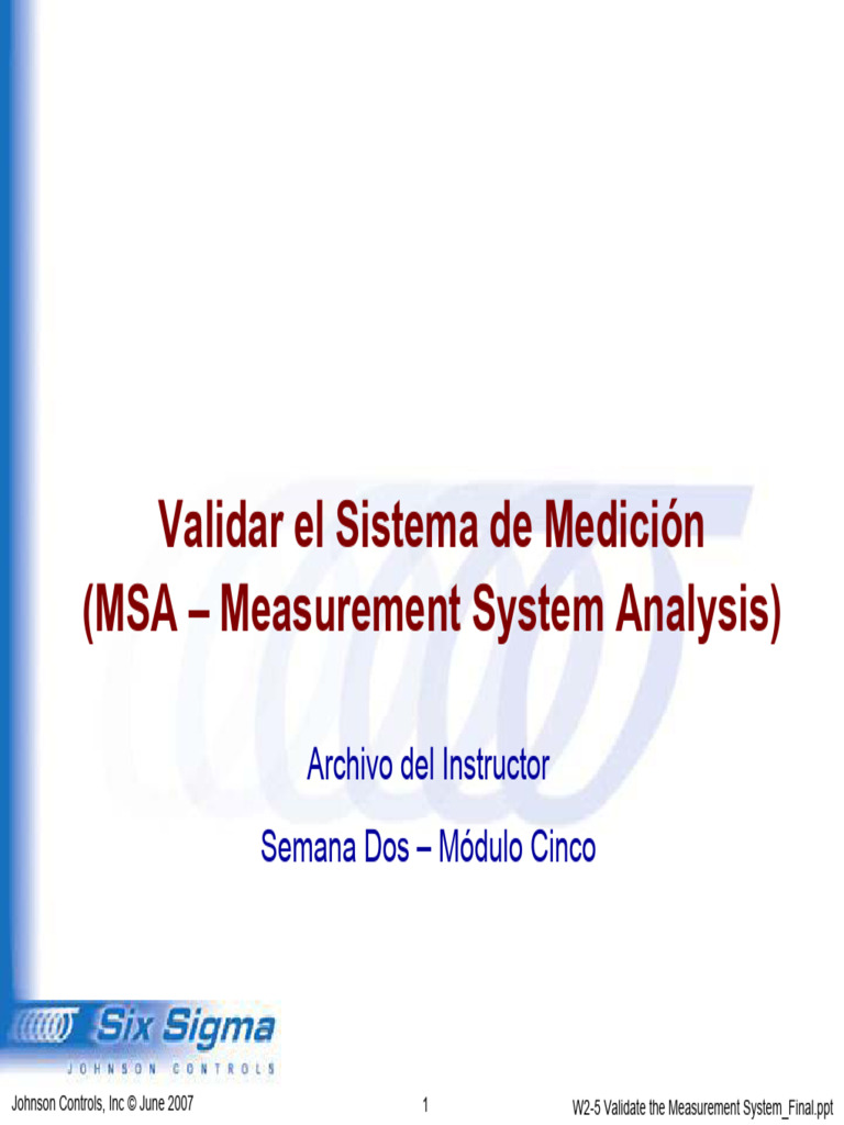 W2-5 Validate The Measurement System Spanish 25oct07 | PDF | Multivariate Statistics ...
