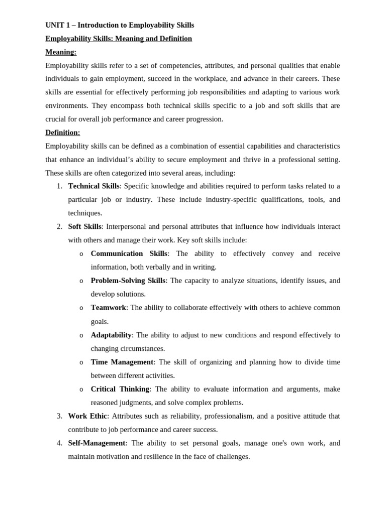 Employability Skills Unit 1 | PDF
