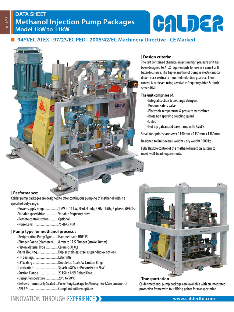 Methanol Injection Pump Packages | PDF | Pump | Manufactured Goods