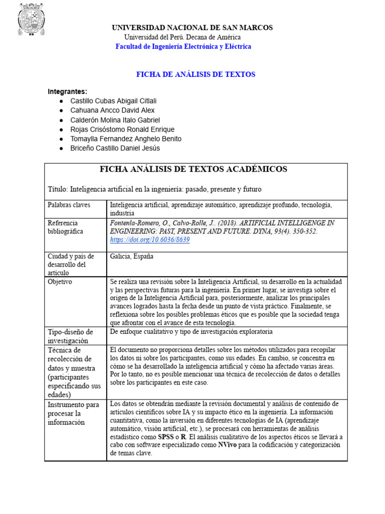 Ficha de Análisis de Textos - Grupo 8 | PDF