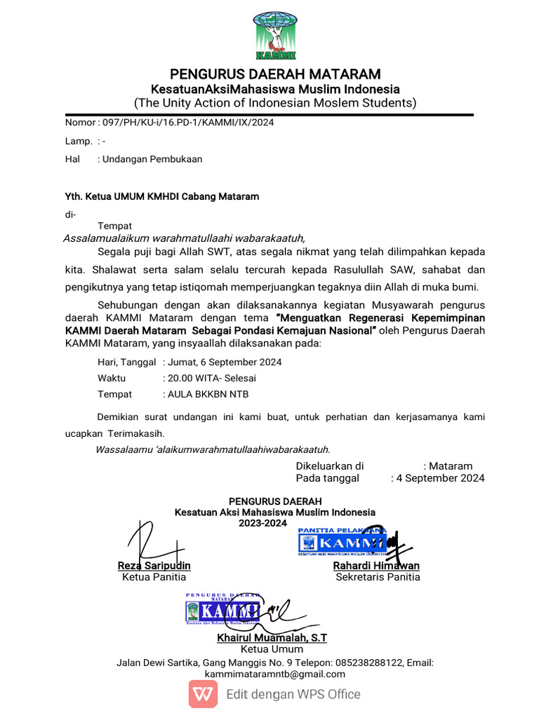 Undangan Musda KAMMI Mataram | PDF