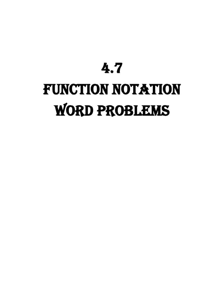 Functions Notation 2.7 Word Problems | PDF