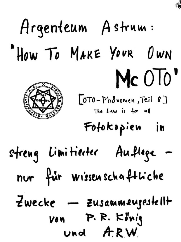 Ordo Templi Orientis - How To Make Your Own MC OTO | PDF