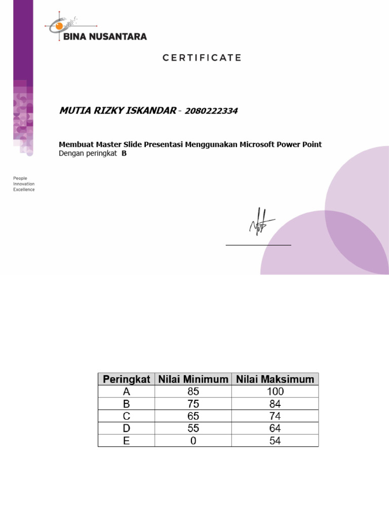 E-Certificate Mutia | PDF