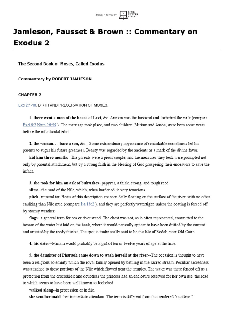 Commentary On Exodus 2 by Jamieson, Fausset & Brown | PDF