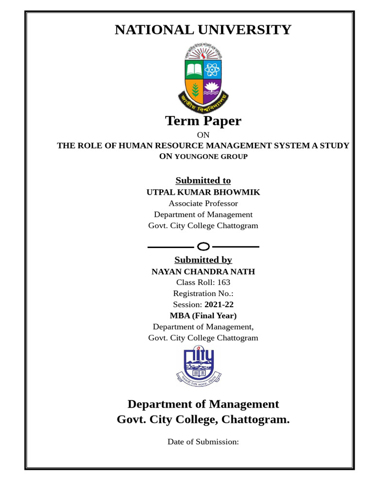 National University: Department of Management Govt. City College ...