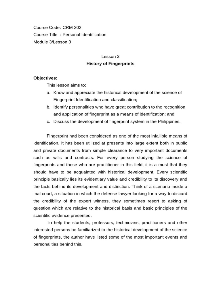 Lesson-3 personal identification | PDF