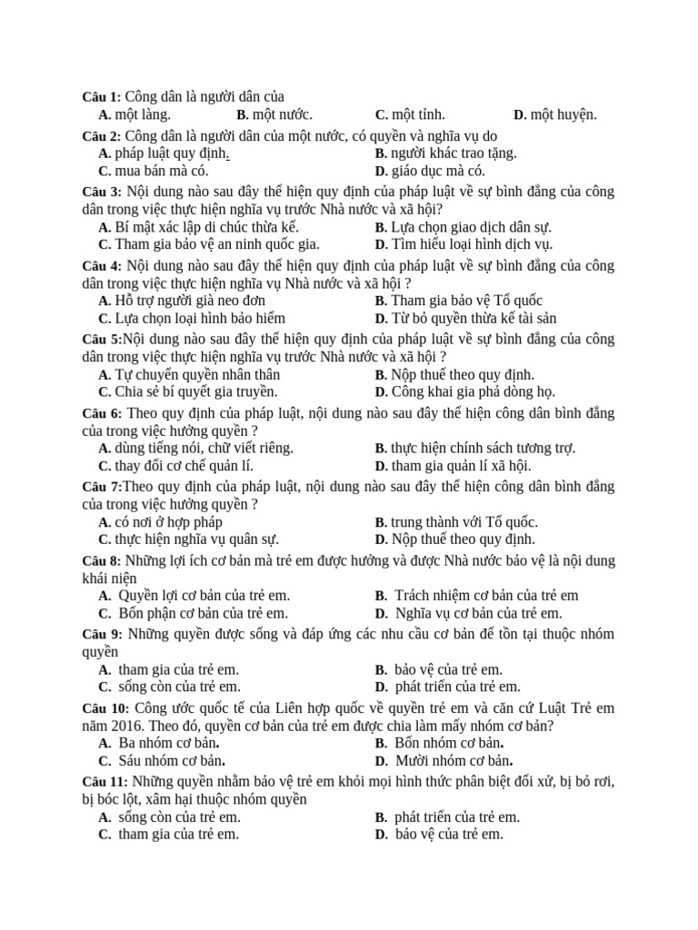 ĐỀ CƯƠNG ÔN TẬP MÔN CD6 | PDF