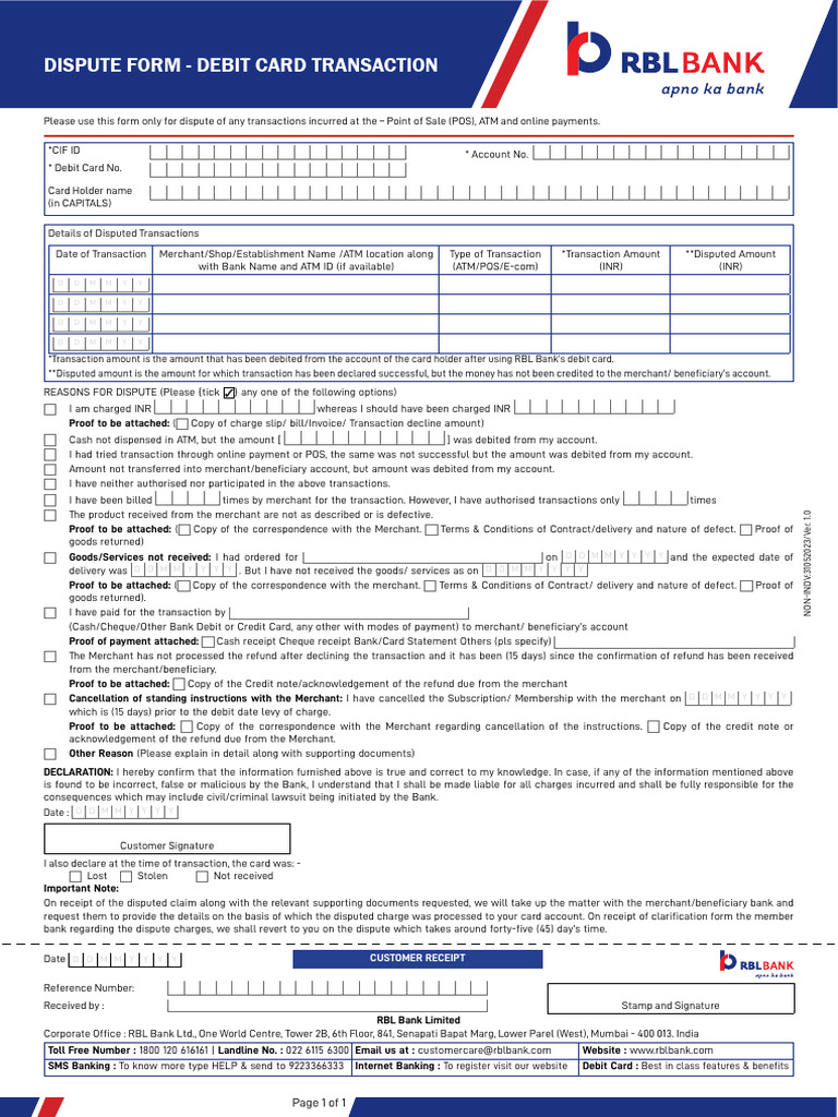 Atm Complaint Form | PDF