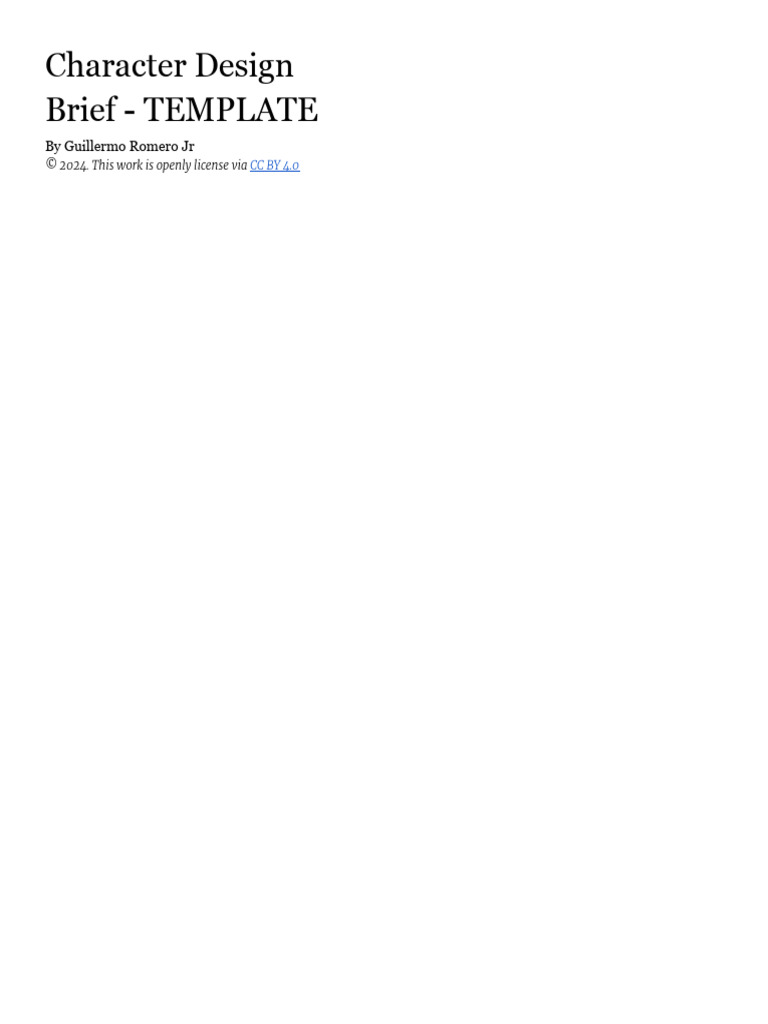 Character Design Brief - TEMPLATE | PDF