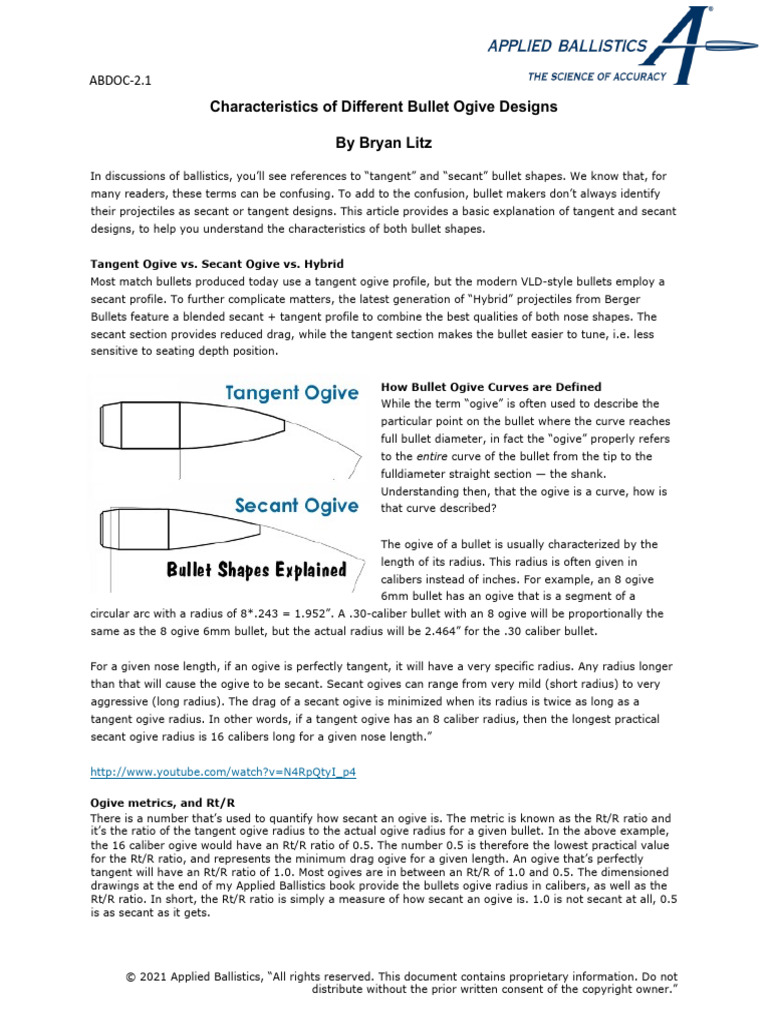 Characteristics of Different Bullet Ogive Designs | PDF