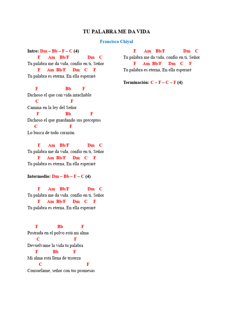 Tu Palabra Me Da Vida | PDF