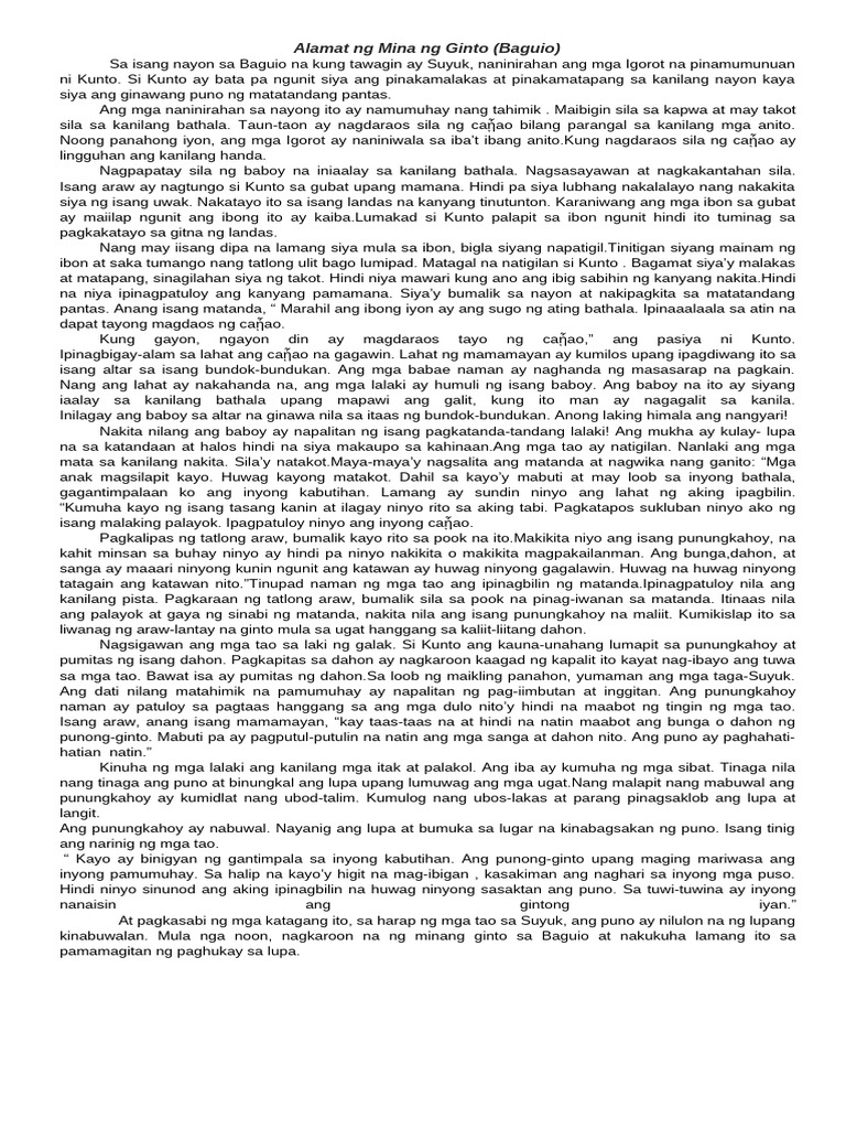 Alamat NG Mina NG Ginto | PDF