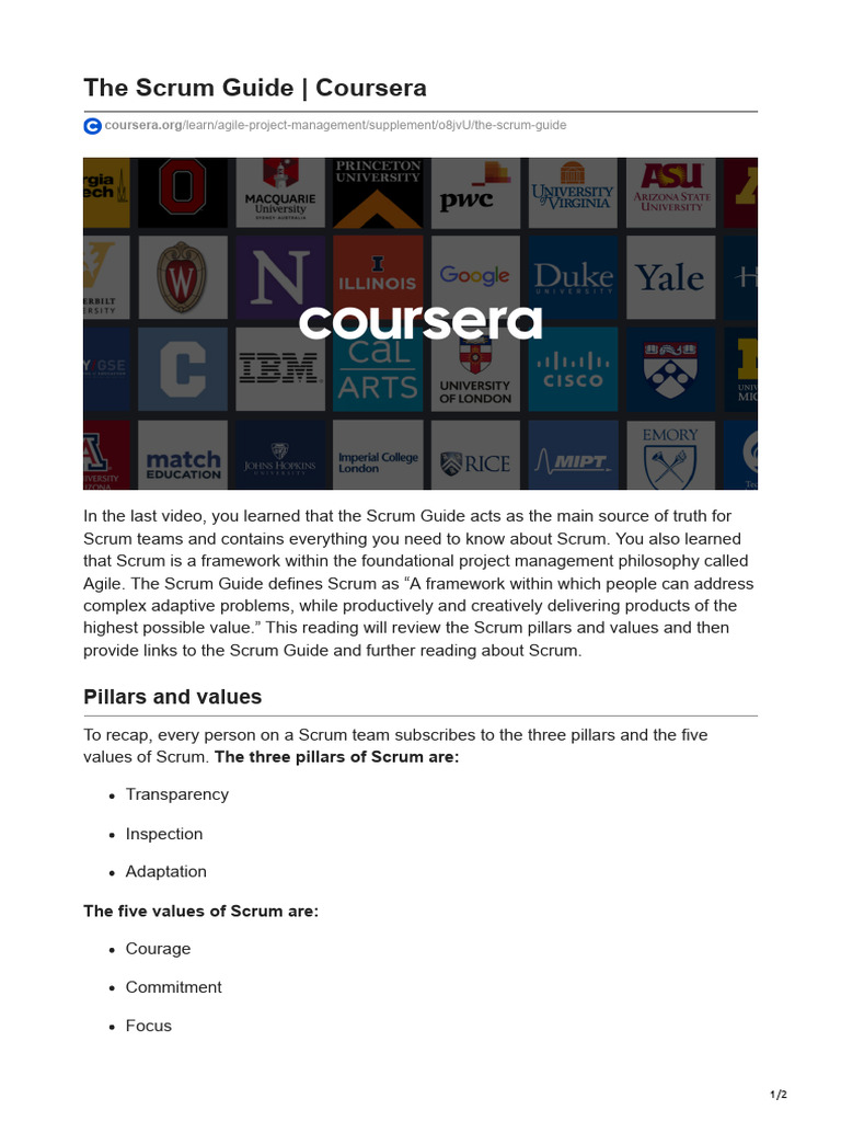 The Scrum Guide Coursera | PDF