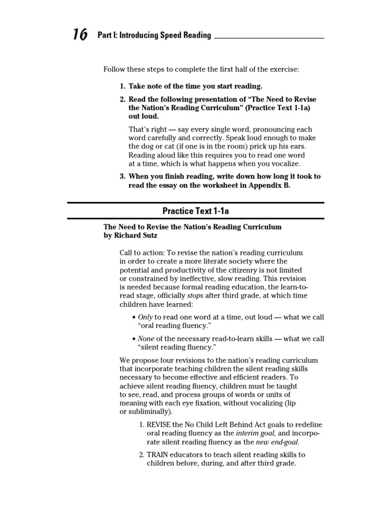 1.1 of Course You Can Speed Read Exercise Pratice | PDF