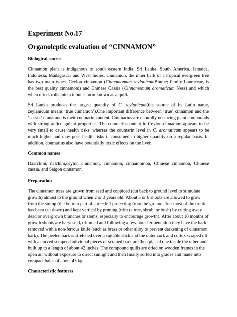 Cinnamon Organoleptic Evaluation 67 | PDF | Cinnamon