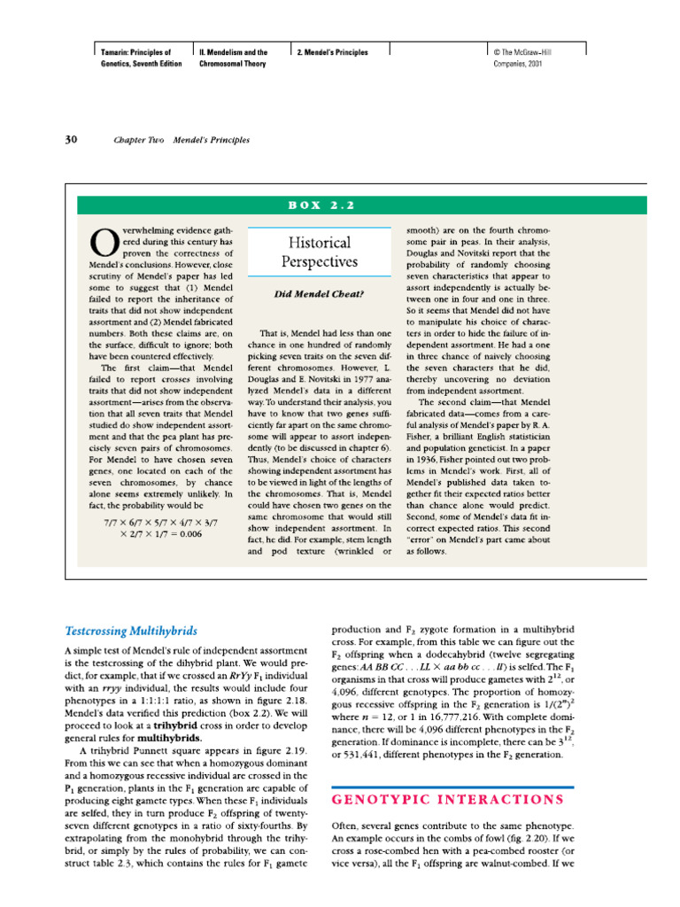 Robert H Tamarin - Principles-Of-Genetics-Gene Interactions | PDF