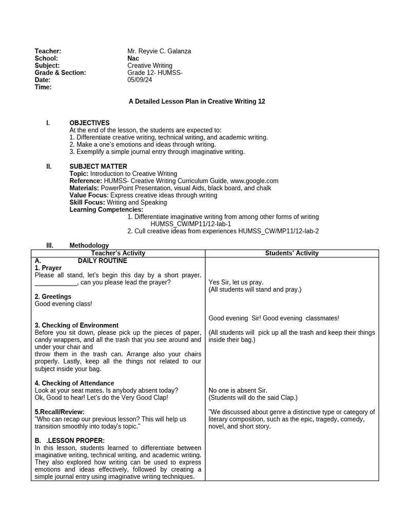 Demo Maaba Detailed Lesson Plan Quarter 1 4 | PDF