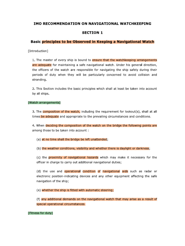 14 Watchkeeping Principles | PDF