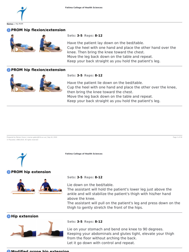 Hip ROM exercises | PDF