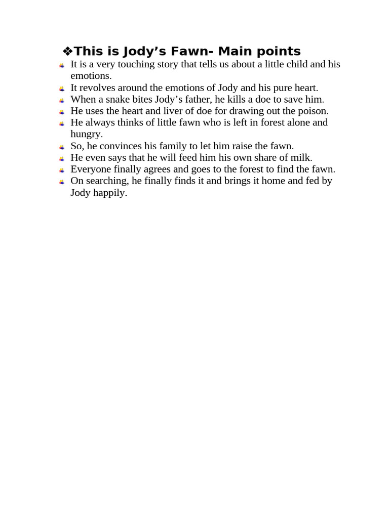 This Is Jody Fawn Main Points | PDF
