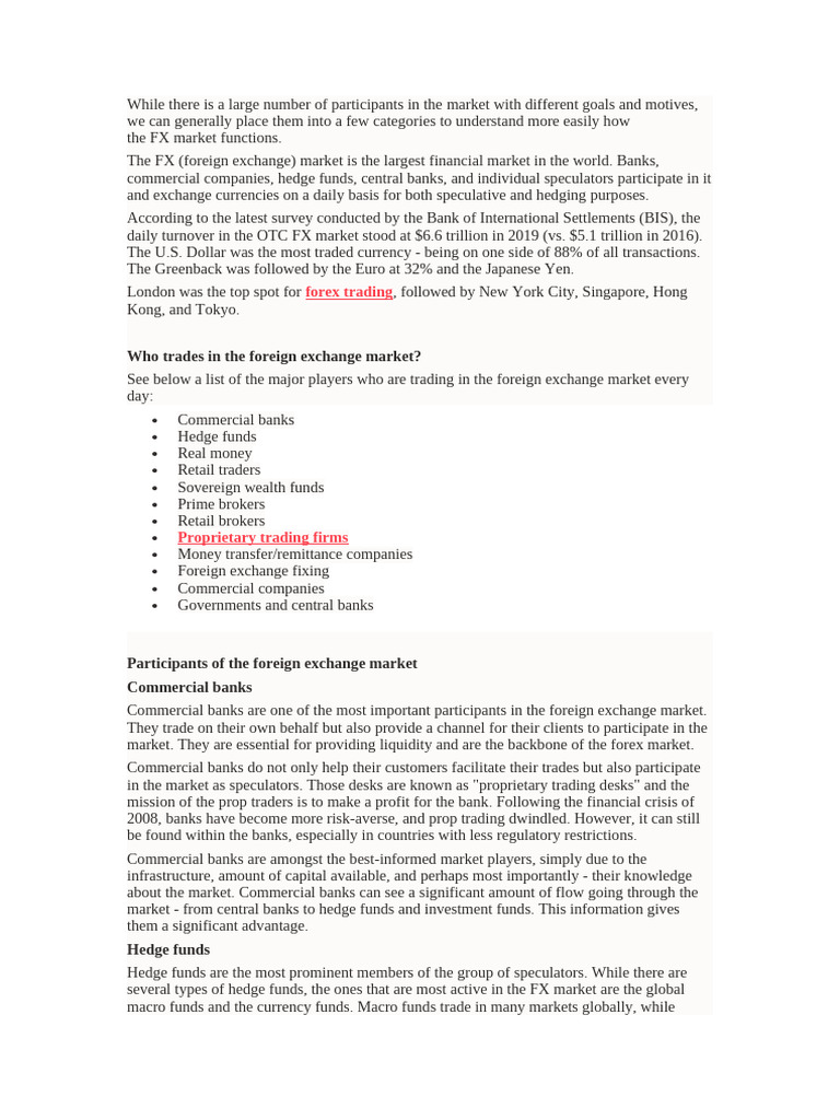 Who Controls Forex Market | PDF | Foreign Exchange Market | Finance ...