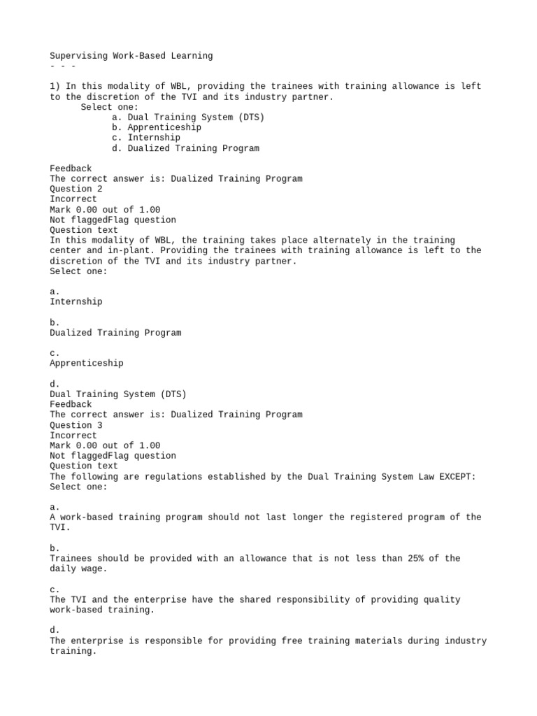 SupervisingWorkBasedLearning Questions 1 | PDF