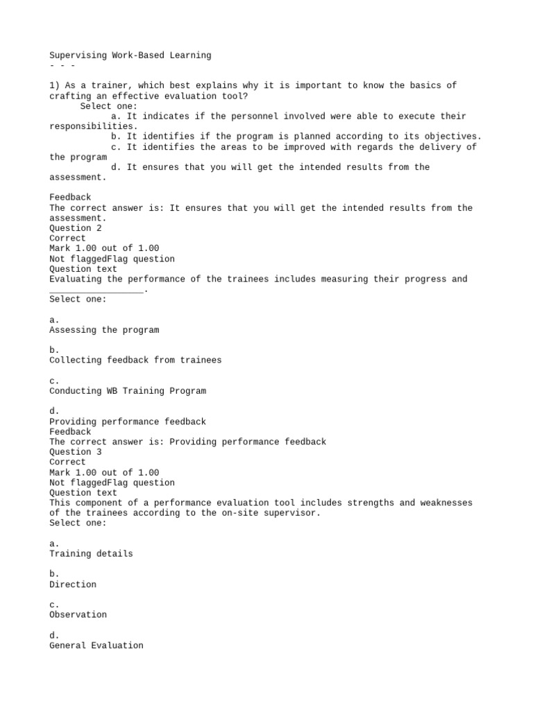 SupervisingWorkBasedLearning Questions 5 | PDF