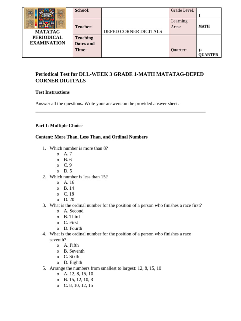 Pt-Week 3-Math - Deped Corner Digitals | PDF