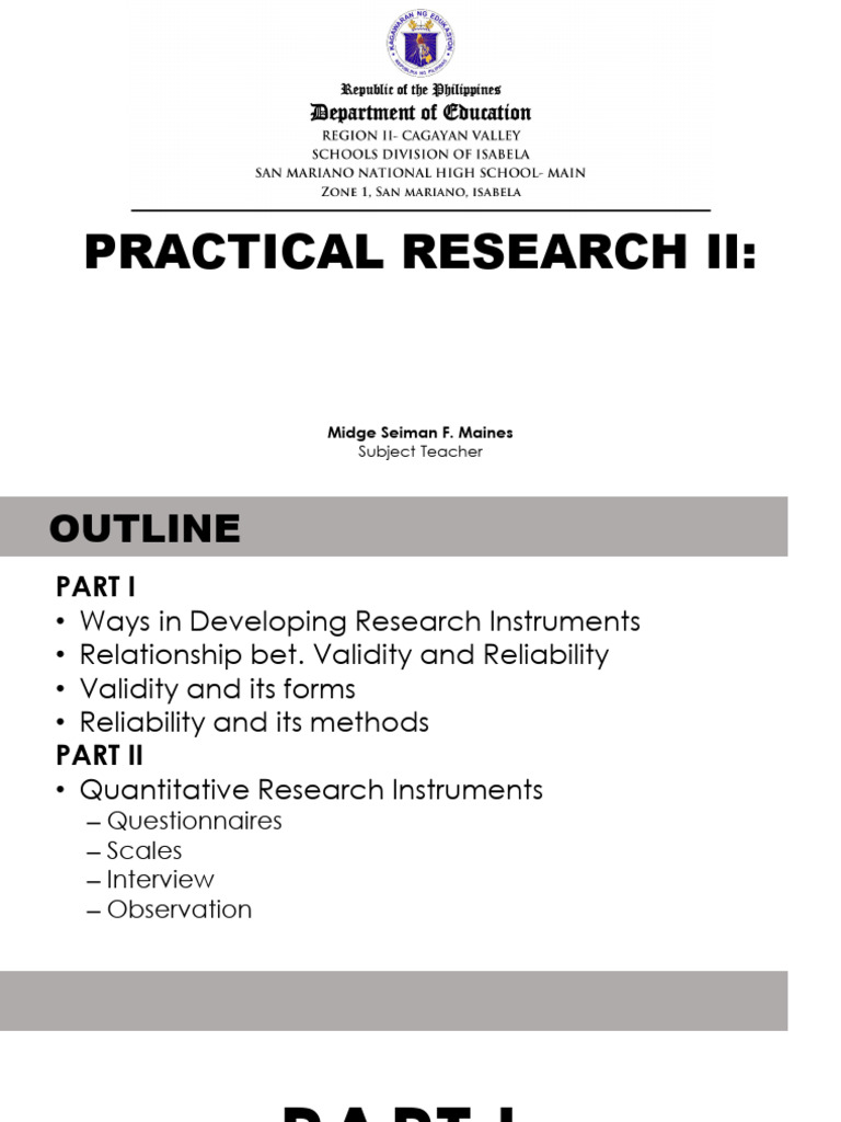 Lesson 10 Research Instruments | PDF | Validity (Statistics) | Likert Scale