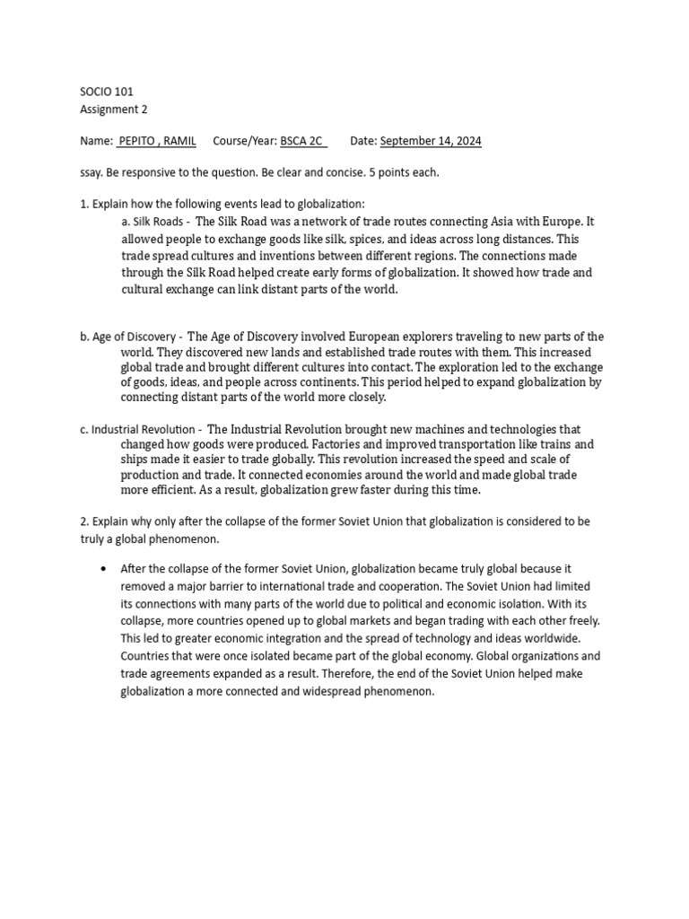 SOCIO 101 Assignment 2 R | PDF