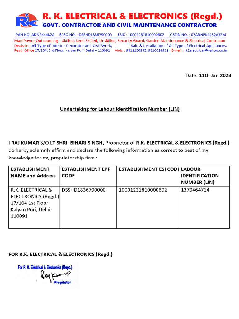 RK LIN UNDERTAKING | PDF