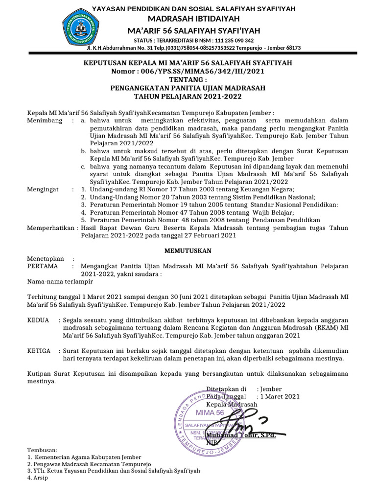 0442 SK Panitia MIMA | PDF