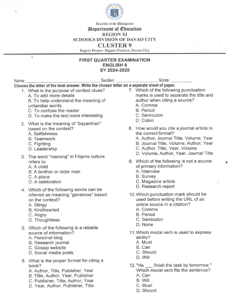 Q1 English 8 | PDF