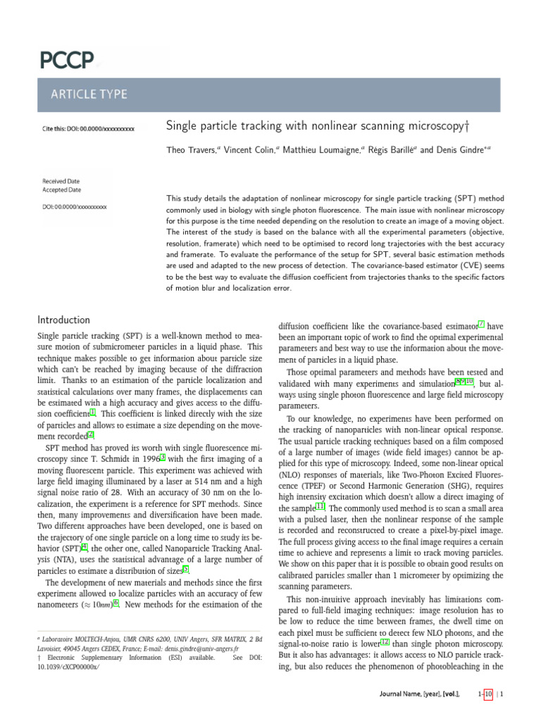Single Particle Tracking With A Nonlinear Scanning Microscope | PDF