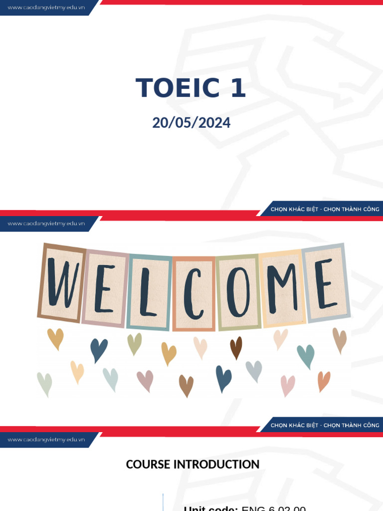 TOEIC-students - Welcome - Course Introduction | PDF