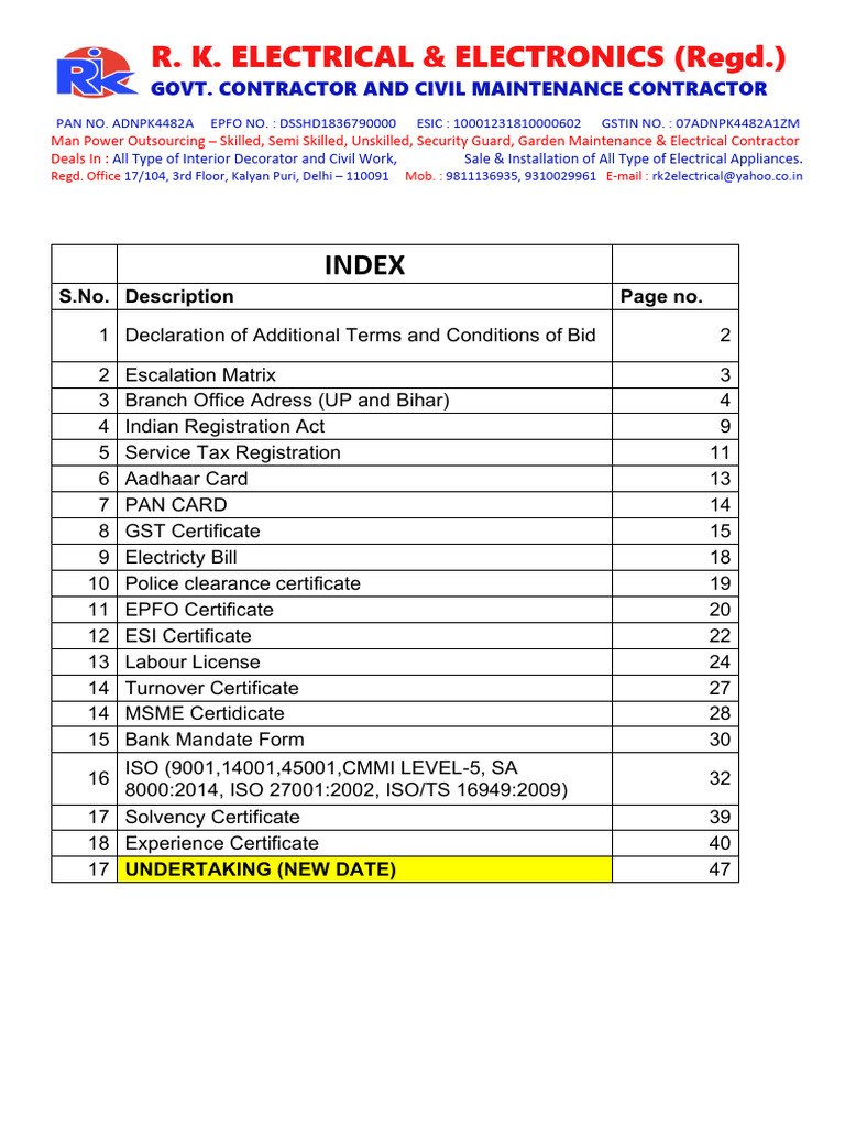 R. K. Electrical & Electronics (Regd.) : Index | PDF