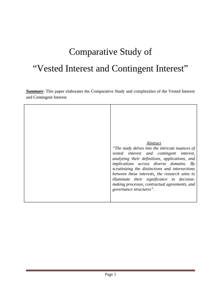 Vested vs. Contingent Interest Analysis | PDF | Vesting | Finance ...