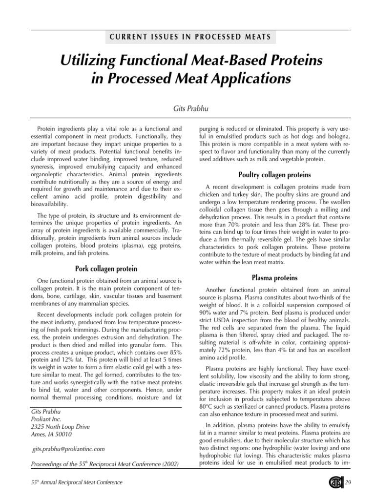 Utilizing Functional Meat Based Proteins in Processed Meat Applications ...