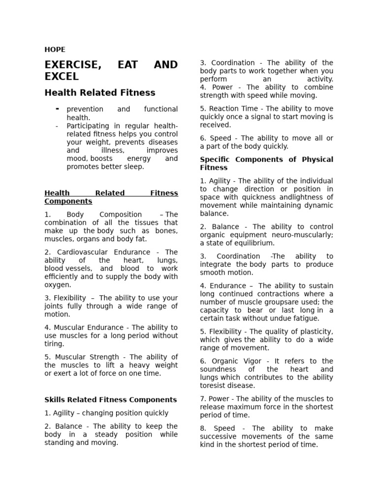 HOPE Grade 11 First Semester Quarter 1 | PDF